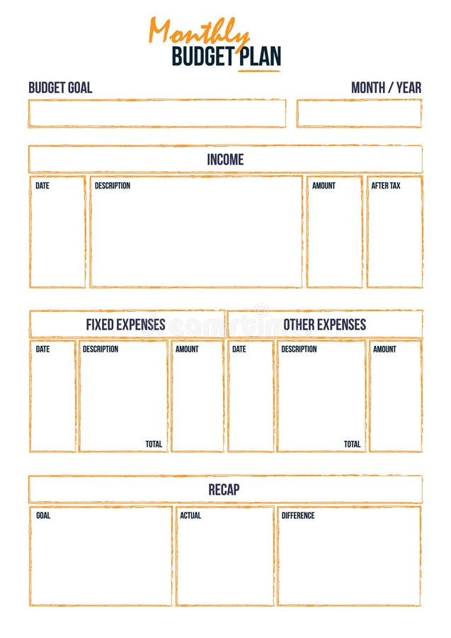 Monthly Budget Plan. Budget Planning Template. Vector Illustration for ...