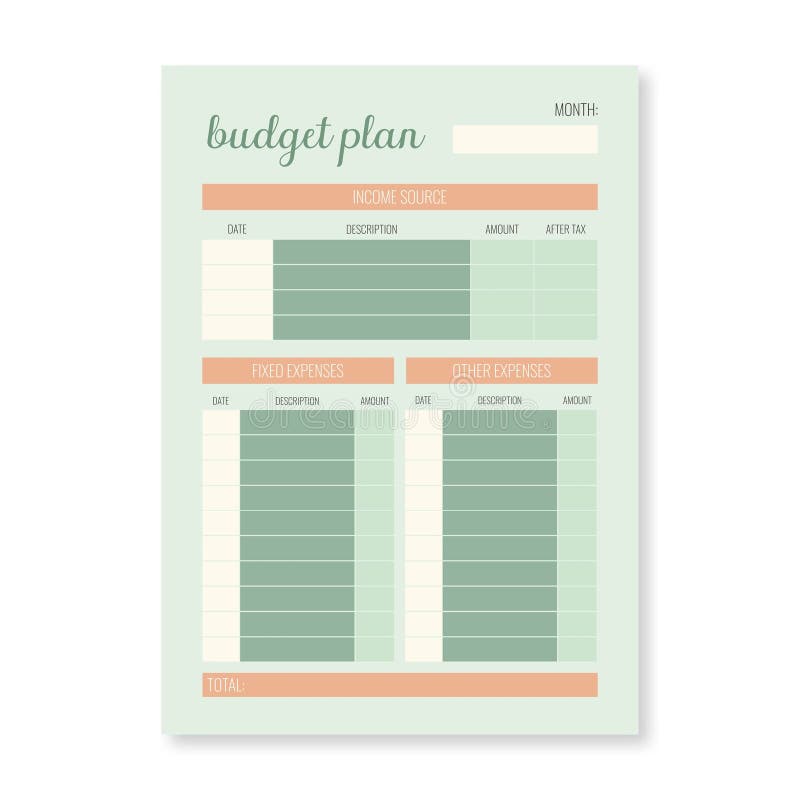 Monthly Budget Planner. Vector Illustration Stock Vector - Illustration ...