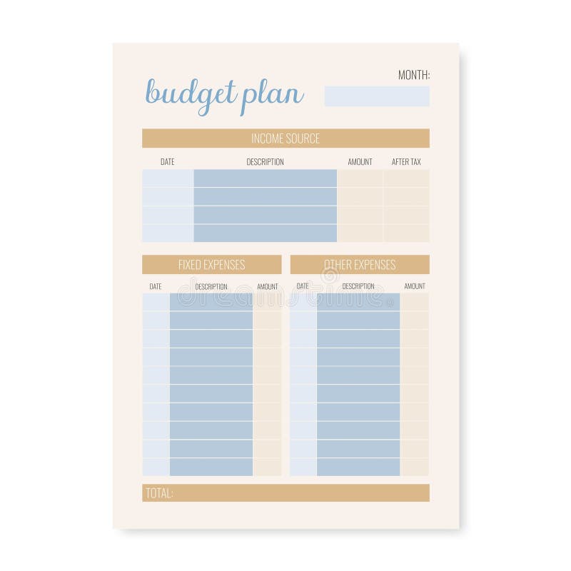 Monthly Budget Planner. Vector Illustration Stock Vector - Illustration ...