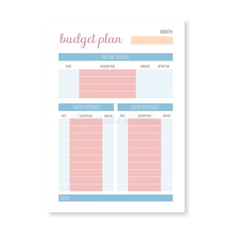 Monthly Budget Planner. Vector Illustration Stock Vector - Illustration ...