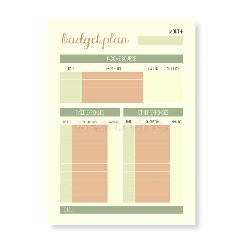 Monthly Budget Planner. Vector Illustration Stock Vector - Illustration ...