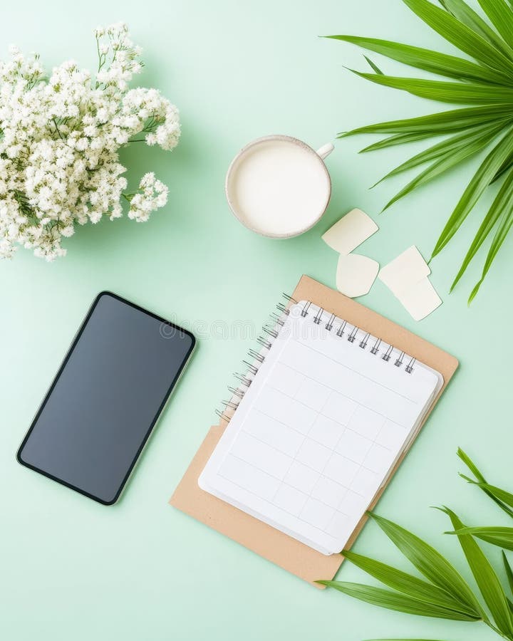 Monthly Calendar with Coffee and Greenery on a Desk, Ideal for Time ...