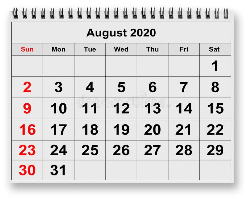 Monthly August 2019 Calendar Stock Image - Image of plan, calendar ...