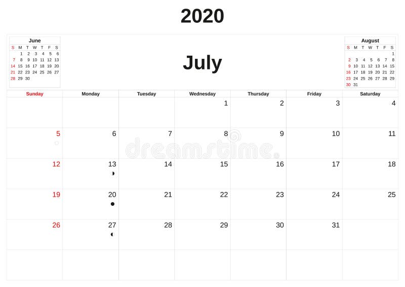 2020 a Monthly Calendar with White Background Stock Illustration ...