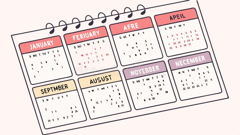 Monthly Calendar Year Planner Organizer Layout Vector Design Generative ...