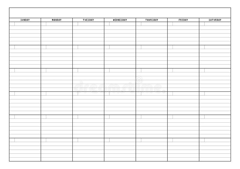 Monthly Planner Calendar Template with for Notes Stock Illustration ...