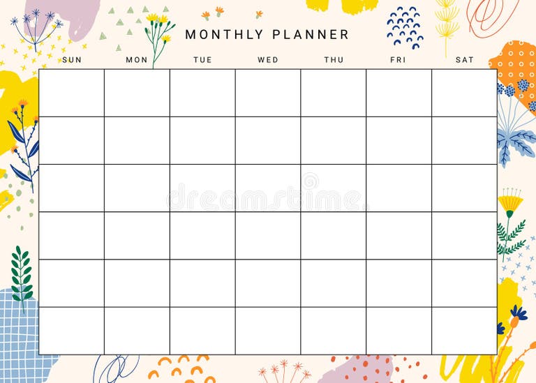 Monthly Planner Printable Stock Illustrations – 13,047 Monthly Planner ...