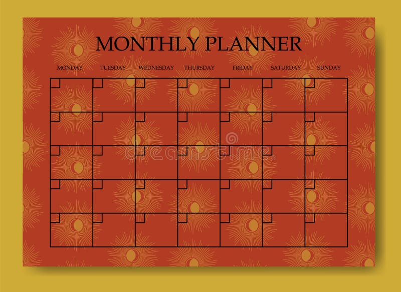Monthly Planner Minimalist Page Design. Categories of Notes Stock ...