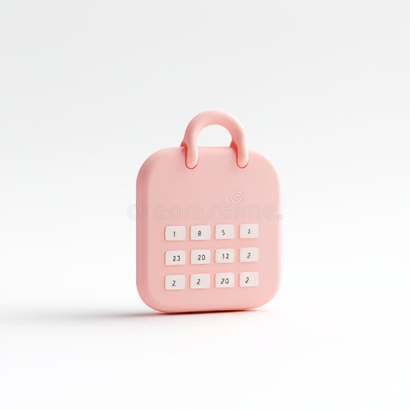 A Monthly Planner Shown in a 3D Render with a Pink Calendar App Icon ...