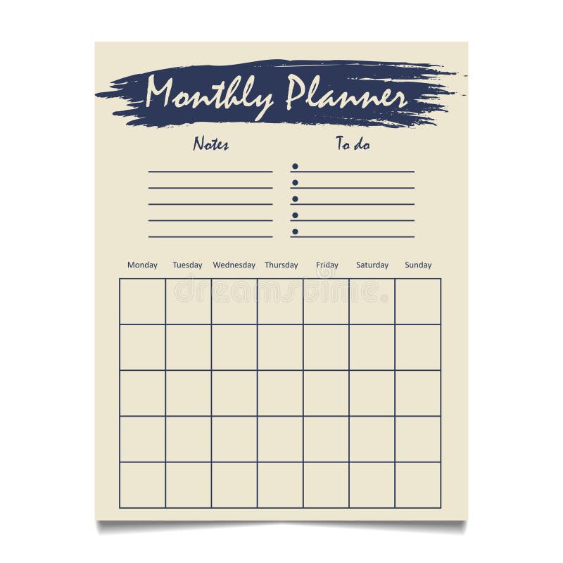 Monthly Planner Template. Printable Organizer and Schedule with Notes ...