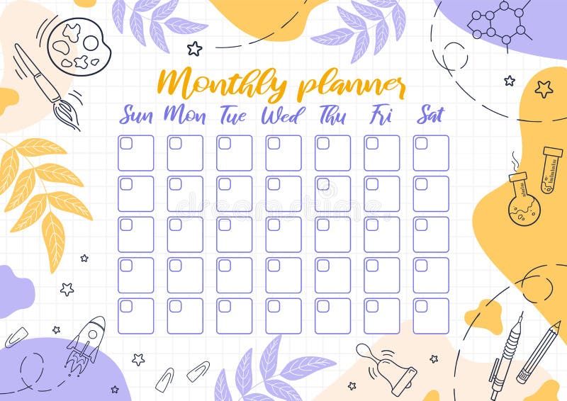 Monthly Planner. Template Design, Important Dates. Schedule for ...