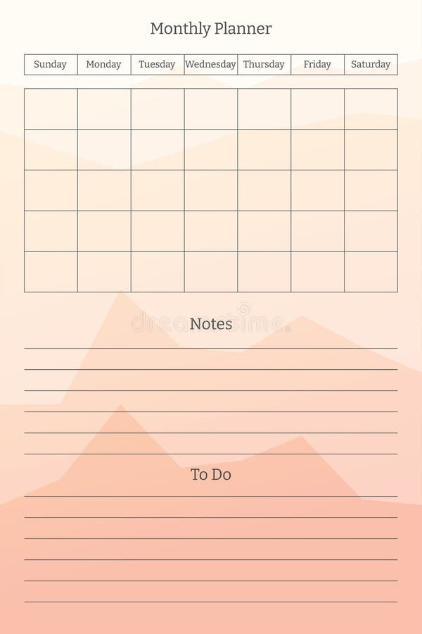 Monthly Planner Template. To Do Tasks List and Notes with Column and ...