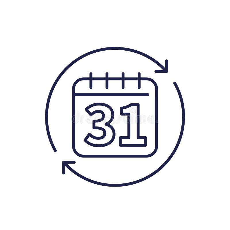 Monthly Subscription Line Icon with a Calendar Stock Illustration ...