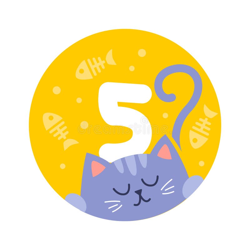 5 Months Baby Milestones Card with Cute Cat Stock Vector - Illustration ...