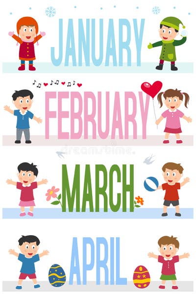 Months Banners with Kids [1] Stock Vector - Illustration of abstract ...