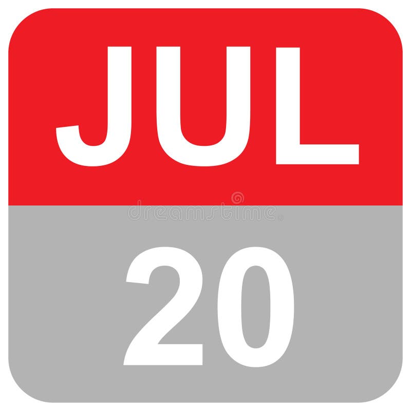 Jul 20 - Date and Month of July Calender Stock Illustration ...