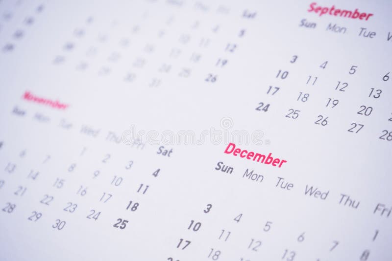 Months and Dates on Calendar Stock Image - Image of monthly, close ...