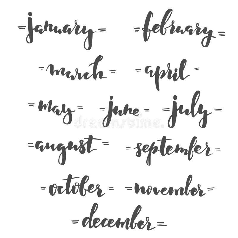 Months hand lettering stock vector. Illustration of august - 96675939