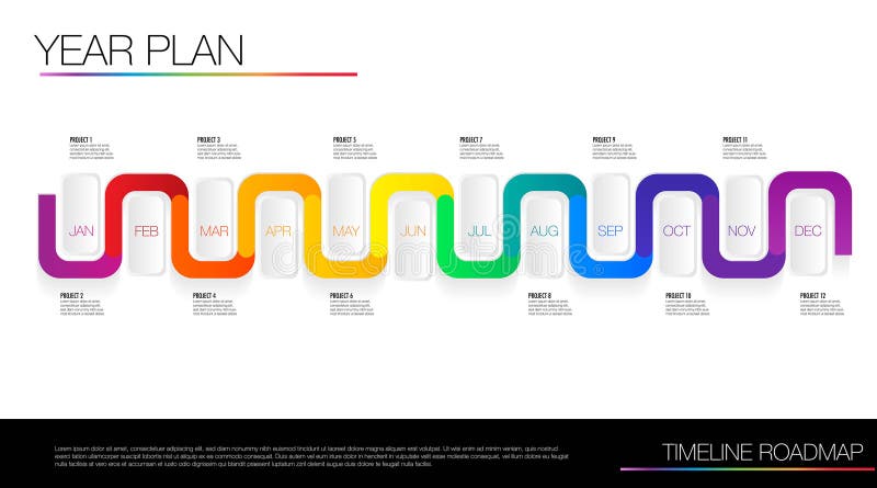 12 Months Projects Year Plan Template Stock Illustration - Illustration ...