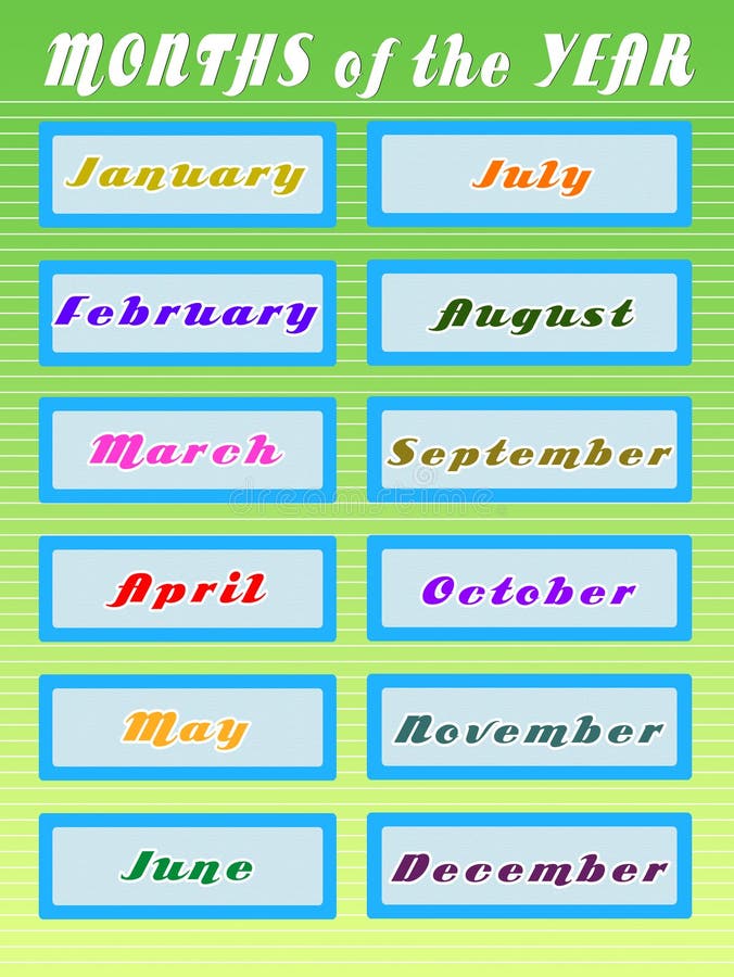 Months of the year stock illustration. Illustration of calendar - 27098857
