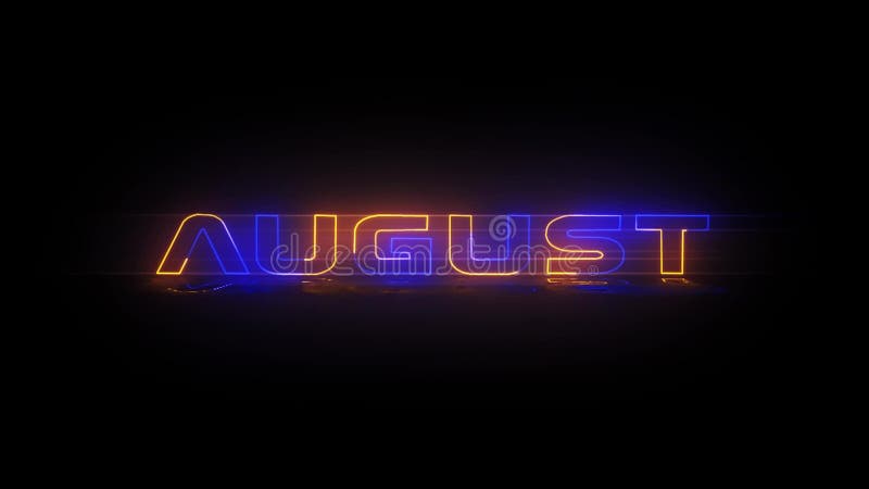 August - Neon Text Animation on Black Screen Stock Footage - Video of ...