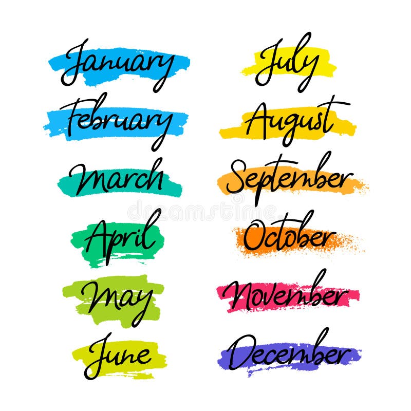 Months of the Year. Calligraphy Stock Vector - Illustration of ...