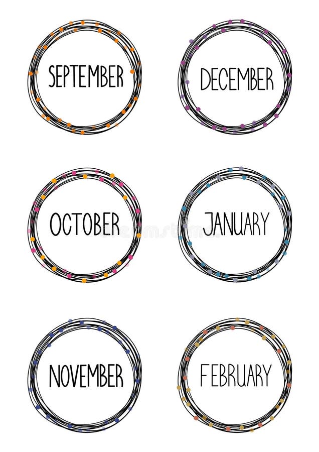 Months of Year Lettering Frame Stock Illustration - Illustration of ...
