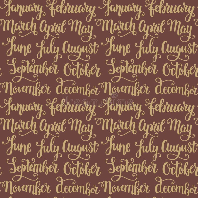 Months of the Year Seamless Vector Pattern Stock Vector - Illustration ...