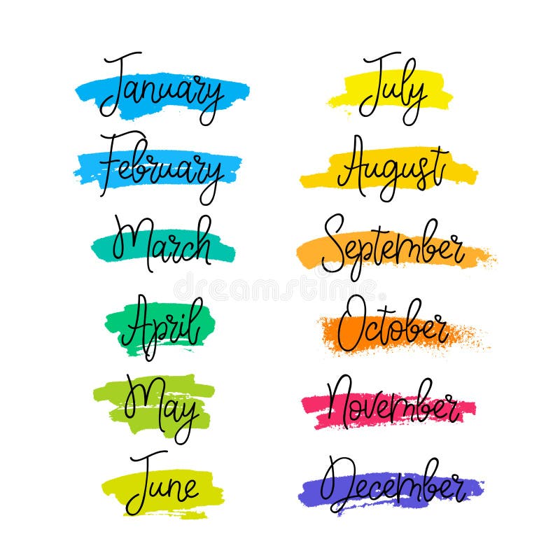 Months of the Year. Vector Calligraphy Stock Vector - Illustration of ...