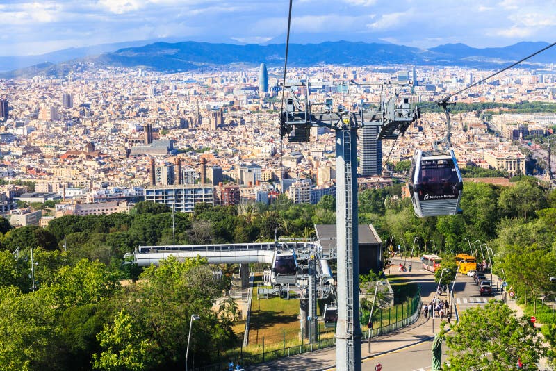 Montjuic Funicular, Panaramic View of Barcelona Editorial Photo - Image ...