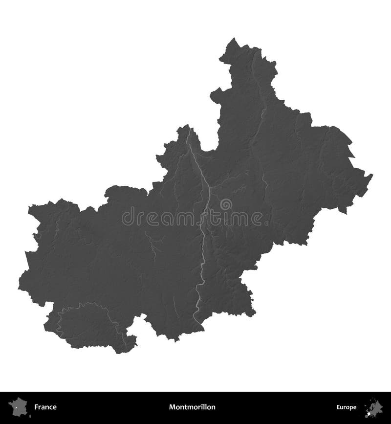 Montmorillon, France, Isolated on White. Grayscale Stock Photo - Image ...
