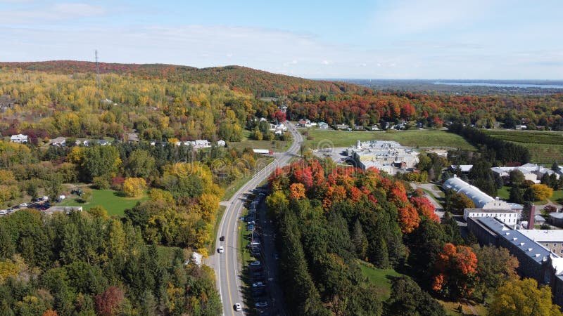 Montreal, Canada Maple Leaf Drone Aerial Photo, Blue Sky, Stock Image ...