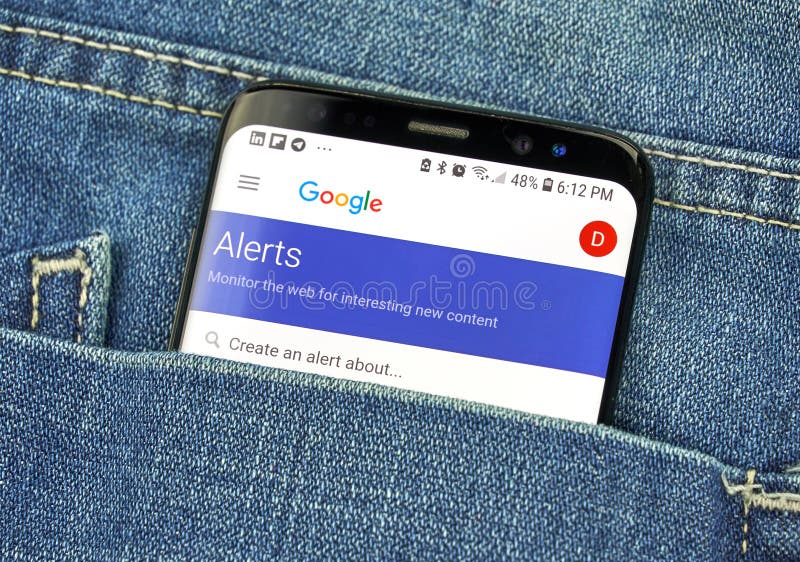 Google Alerts on a Phone Screen in a Pocket Editorial Image - Image of ...