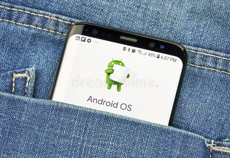 Google Android OS on a Phone Screen in a Pocket Editorial Image - Image ...