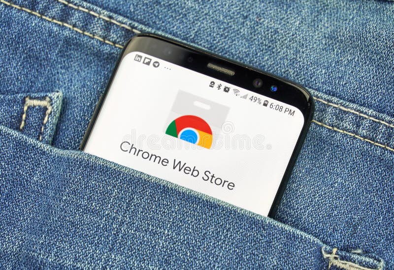 Chrome Web Store on a Phone Screen in a Pocket Editorial Photo - Image ...
