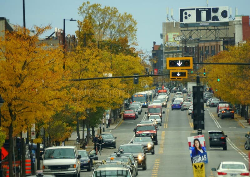 Montreal, Canada - October 27, 2019 - the View of the Traffic ...