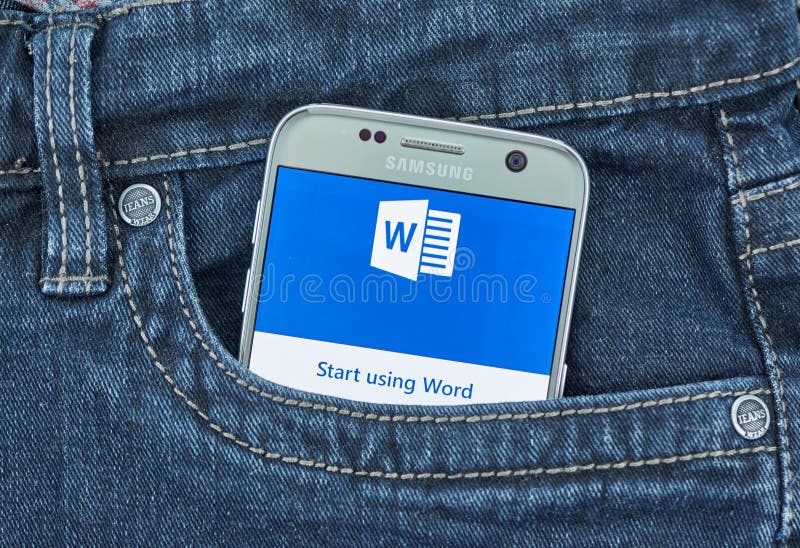 Microsoft Word Mobile Application on Screen of Samsung Editorial Image ...