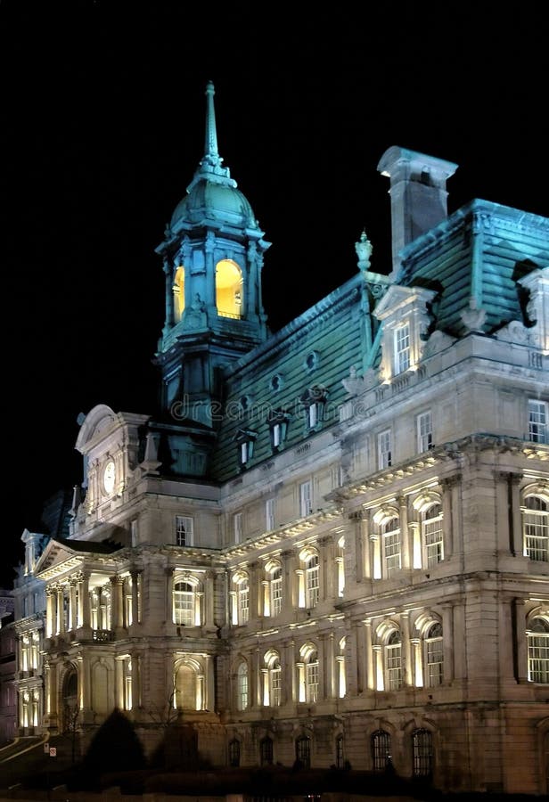 Montreal City Hall at Night Stock Photo - Image of ville, night: 599888