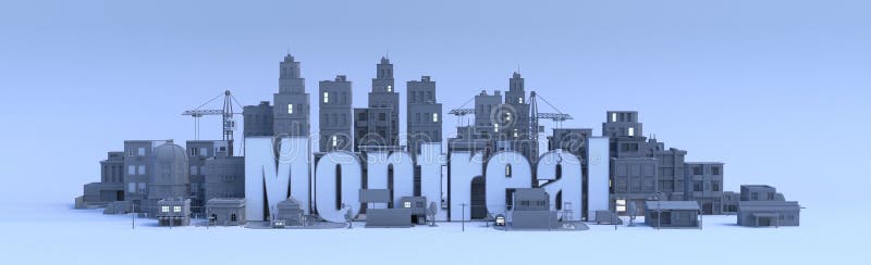 Montreal Lettering, City in 3d Render Stock Illustration - Illustration ...