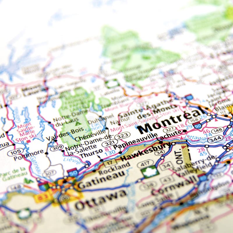 Highway Road Sign Indicating the Direction of Montreal and the Way on ...