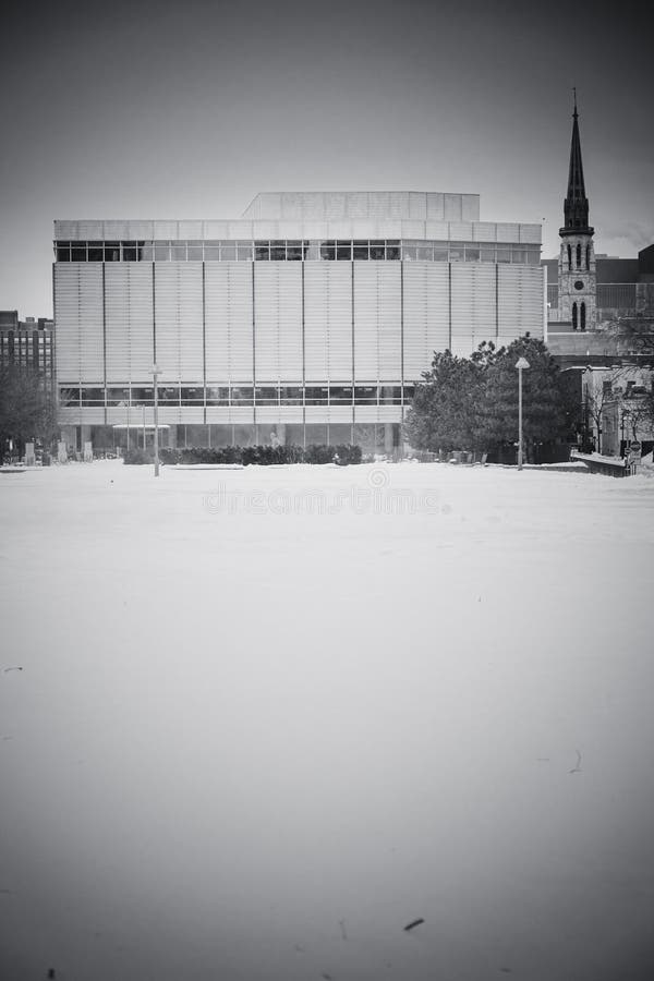 Montreal Public Library in Snowy Winter Stock Image - Image of tree ...