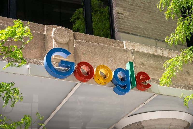 Google Logo on a Building in Downtown Montreal Editorial Stock Photo ...