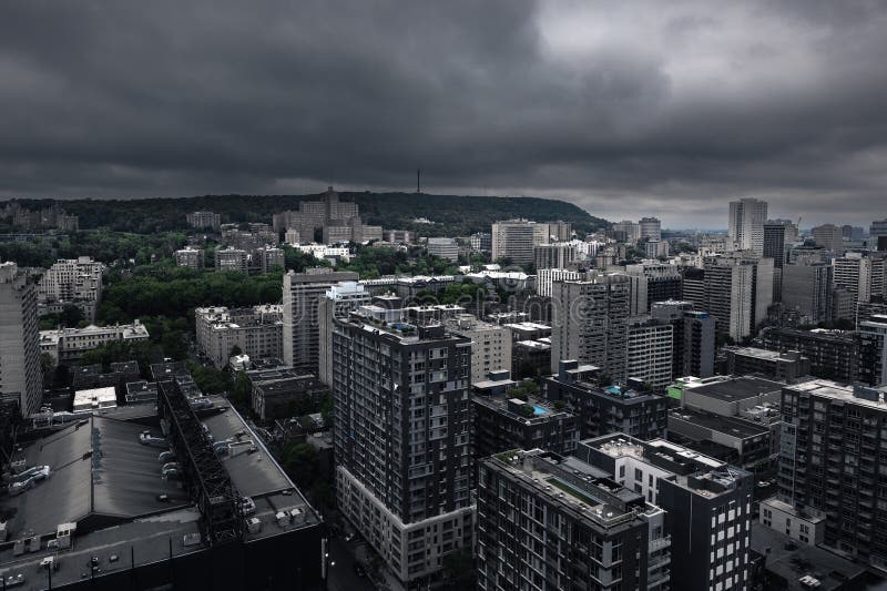 Montreal Rooftop View of the Downtown Stock Image - Image of colorful ...