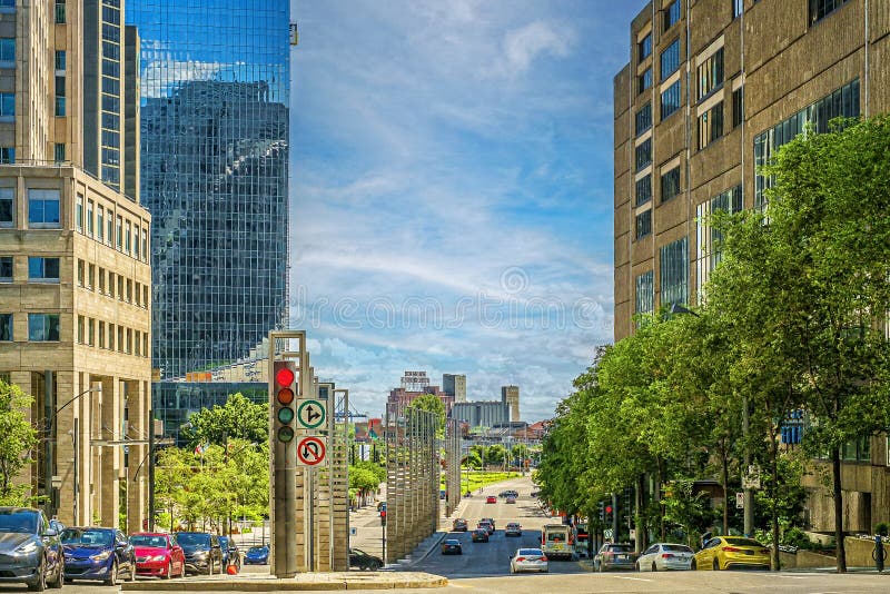 Montreal Scene View of the Robert Bourassa Boulevard Stock Photo ...