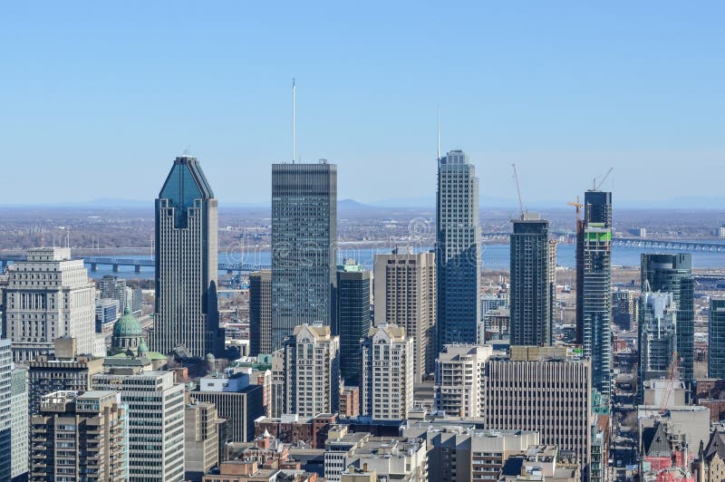 Montreal Skyline in spring stock image. Image of avenue - 68600363