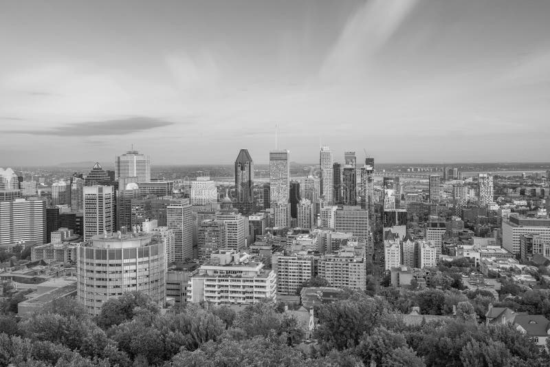 Montreal from Top View at Sunset in Canada Stock Photo - Image of light ...