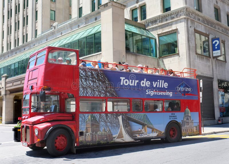 Montreal travel red bus editorial stock photo. Image of business - 25506793