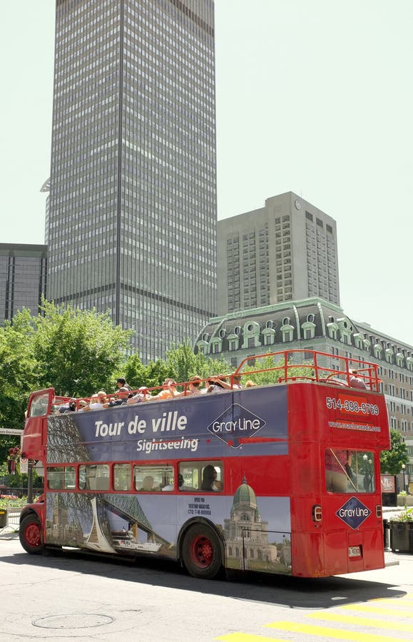 Montreal travel red bus editorial stock photo. Image of glass - 25506803