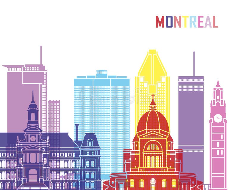 Montreal Skyline in Watercolor Background Stock Illustration ...