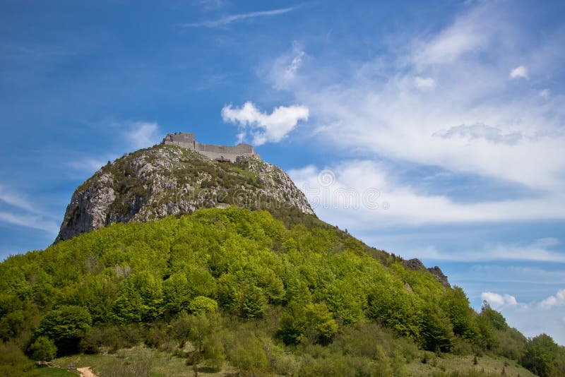 Montsegur Cathar Castle in France Stock Photo - Image of france, forest ... Montsegur Cathar Castle in France Stock Photo - Image of france, forest ...